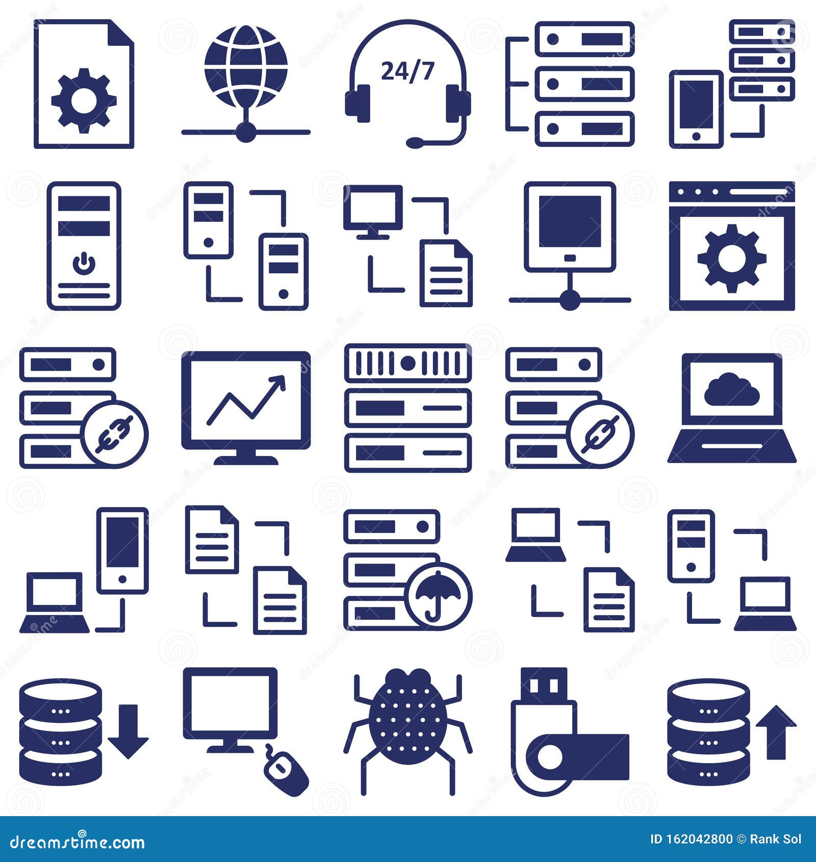 Database, Server and Location Icons Set Every Icon Can Easily Modify or Edit Stock Vector ...