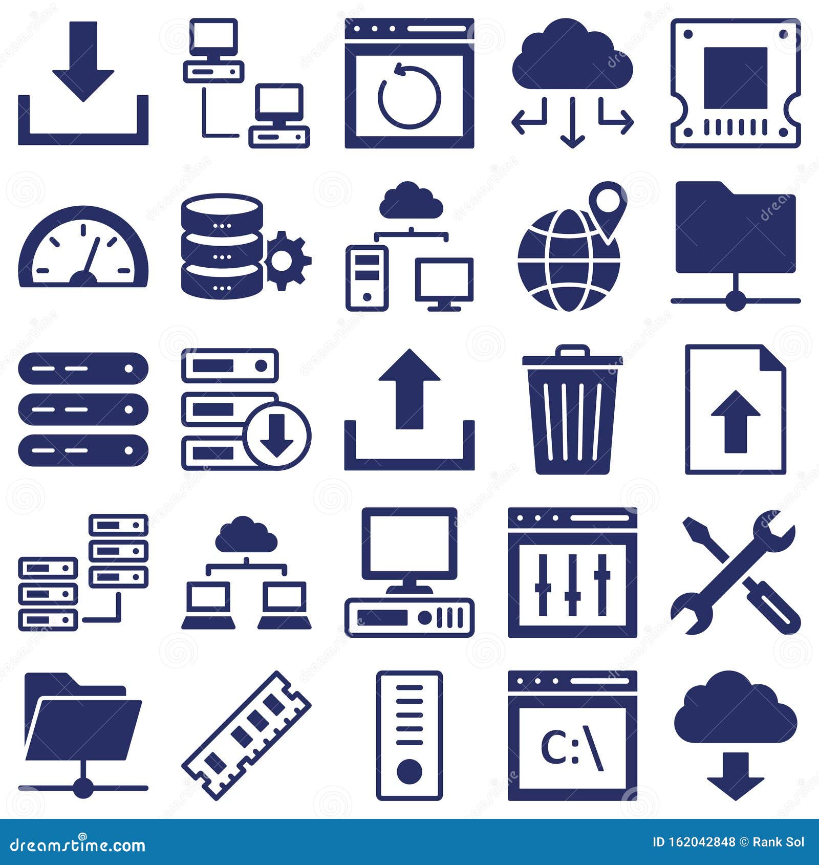 Database, Server and Location Icons Set Every Icon Can Easily Modify or Edit Stock Vector ...