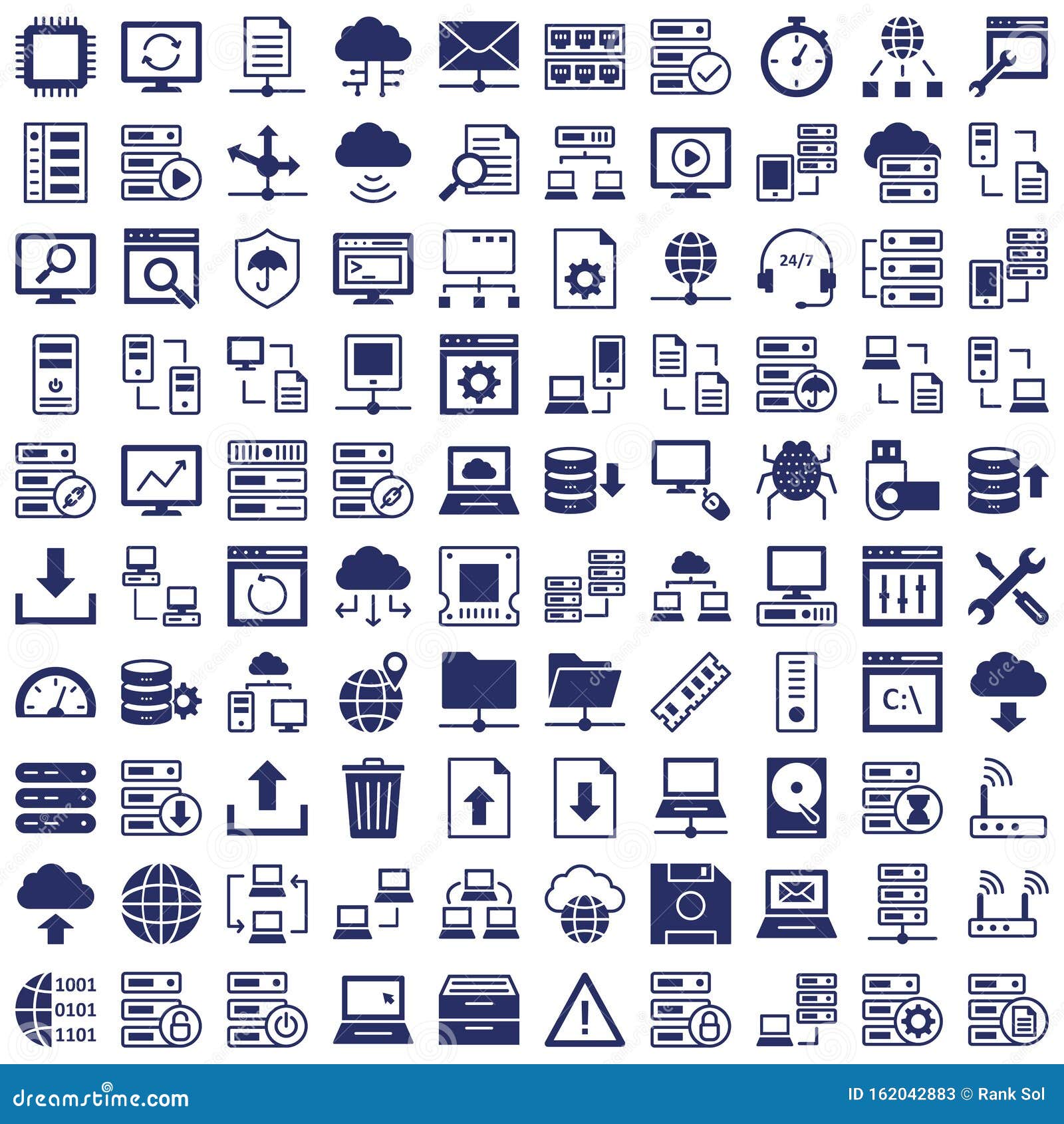 Database, Server and Location Icons Set Every Icon Can Easily Modify or Edit Stock Illustration ...