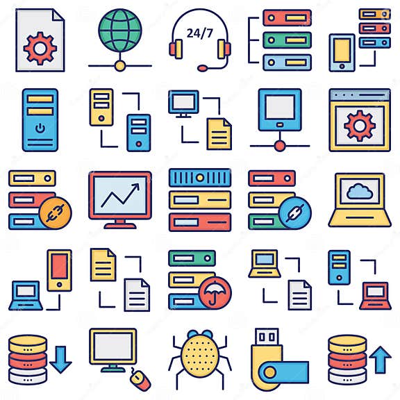 Database, Server and Location Icons Set Every Icon Can Easily Modify or Edit Stock Vector ...