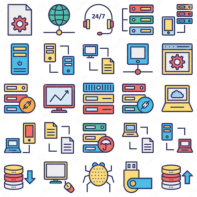 Database, Server and Location Icons Set Every Icon Can Easily Modify or Edit Stock Vector ...