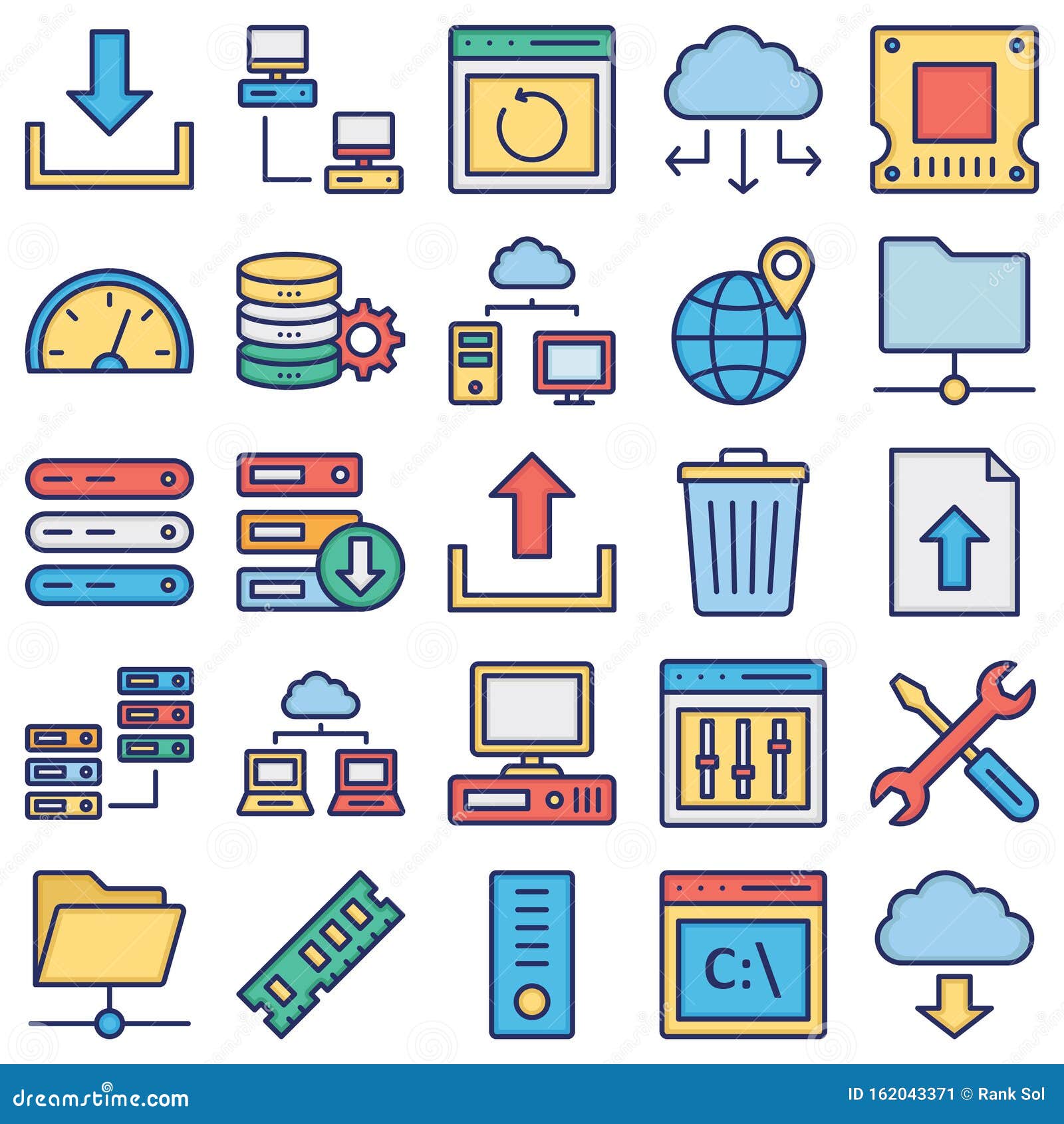 Database, Server and Location Icons Set Every Icon Can Easily Modify or Edit Stock Vector ...