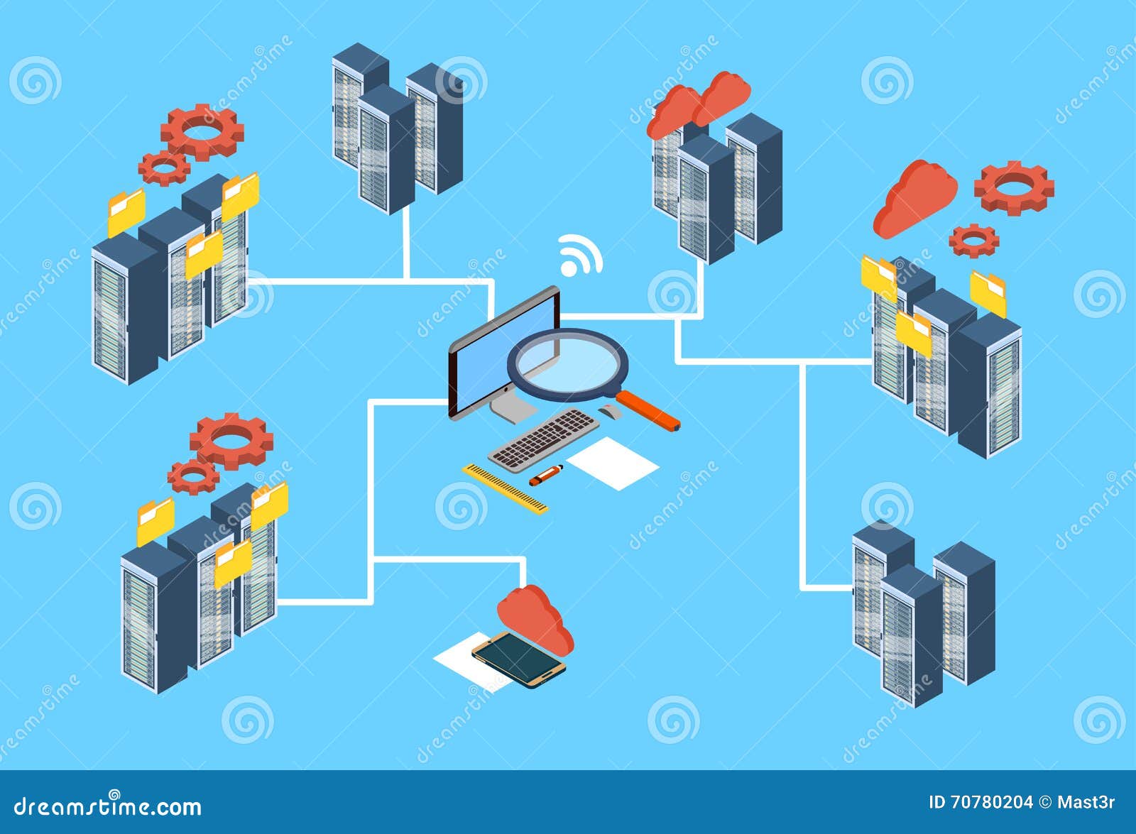 Database Server Search Data 3d Isometric Design Stock Vector ...