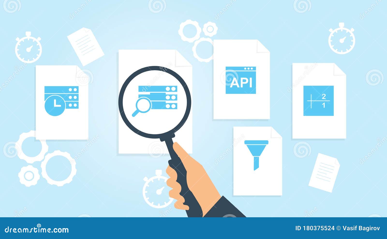 CV Database Through Magnifying Glass. Doodle Design. Royalty-Free Stock ...