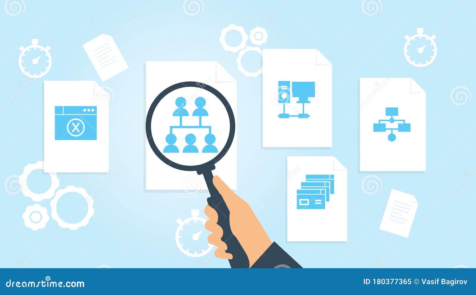 Database, Server, Workflow File, Document Research Vector Illustration ...