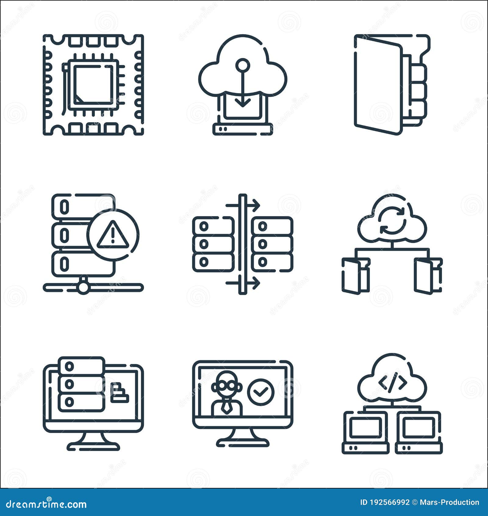 Database and Servers Line Icons. Linear Set Stock Vector - Illustration ...