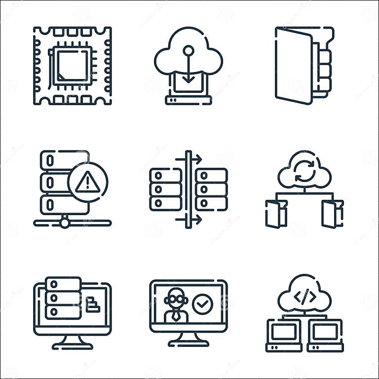 Database and Servers Line Icons. Linear Set Stock Vector - Illustration ...