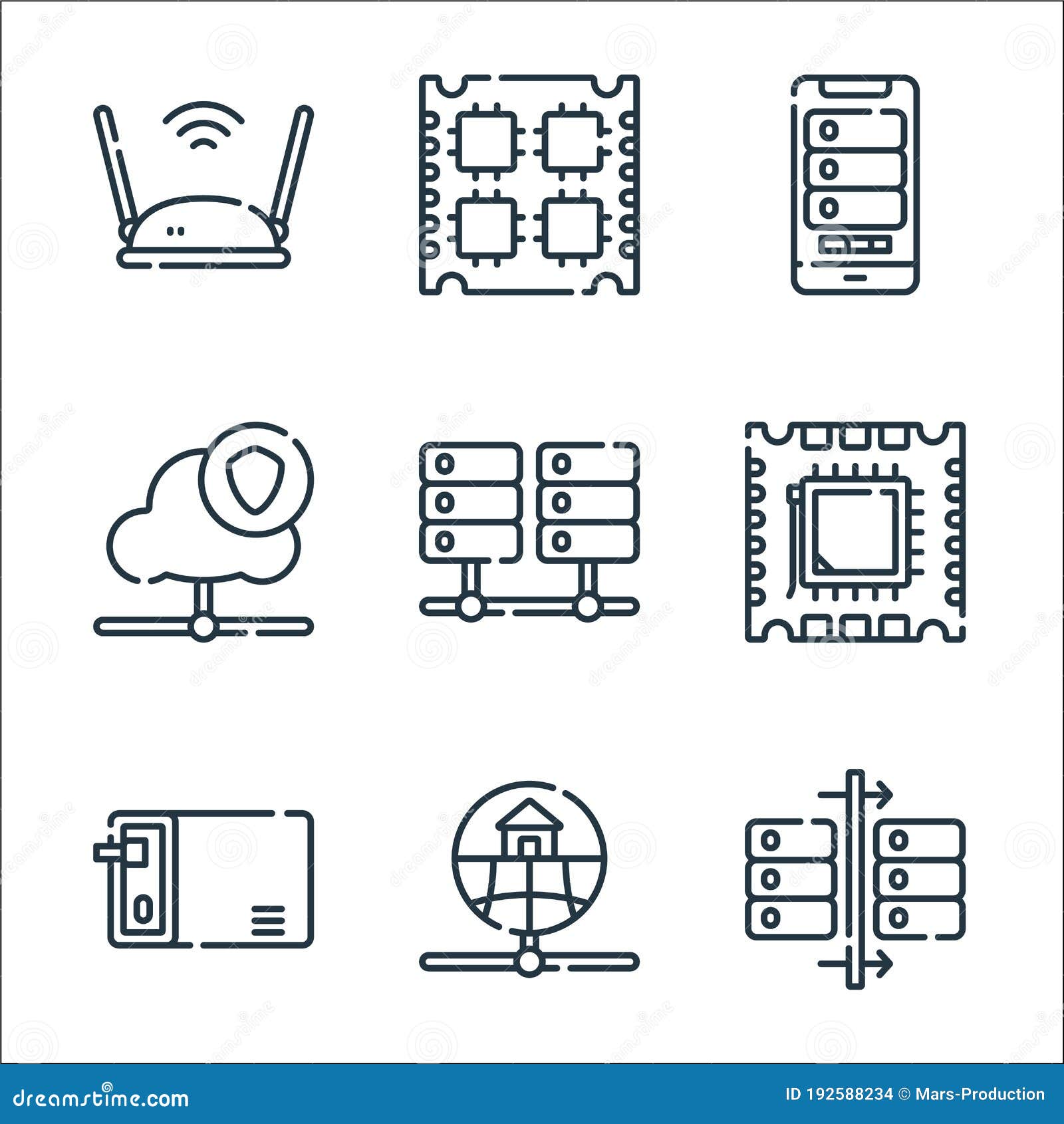 Database and Servers Line Icons. Linear Set Stock Vector - Illustration ...