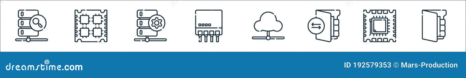 Database and Servers Line Icons. Linear Set Stock Vector - Illustration of change, electric ...