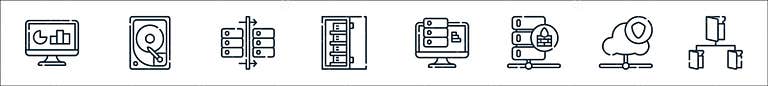 Database and Servers Line Icons. Linear Set Stock Vector - Illustration ...