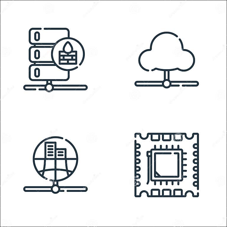 Database and Servers Line Icons. Linear Set Stock Vector - Illustration ...