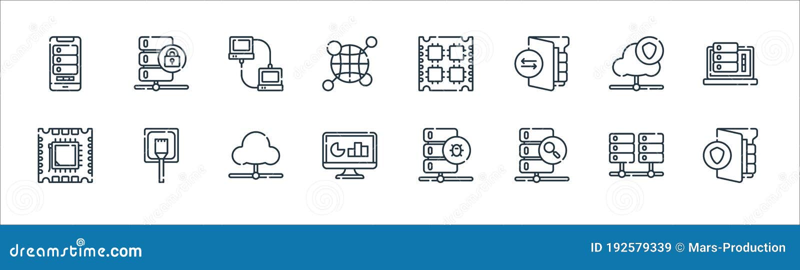 Database and Servers Line Icons. Linear Set Stock Vector - Illustration ...