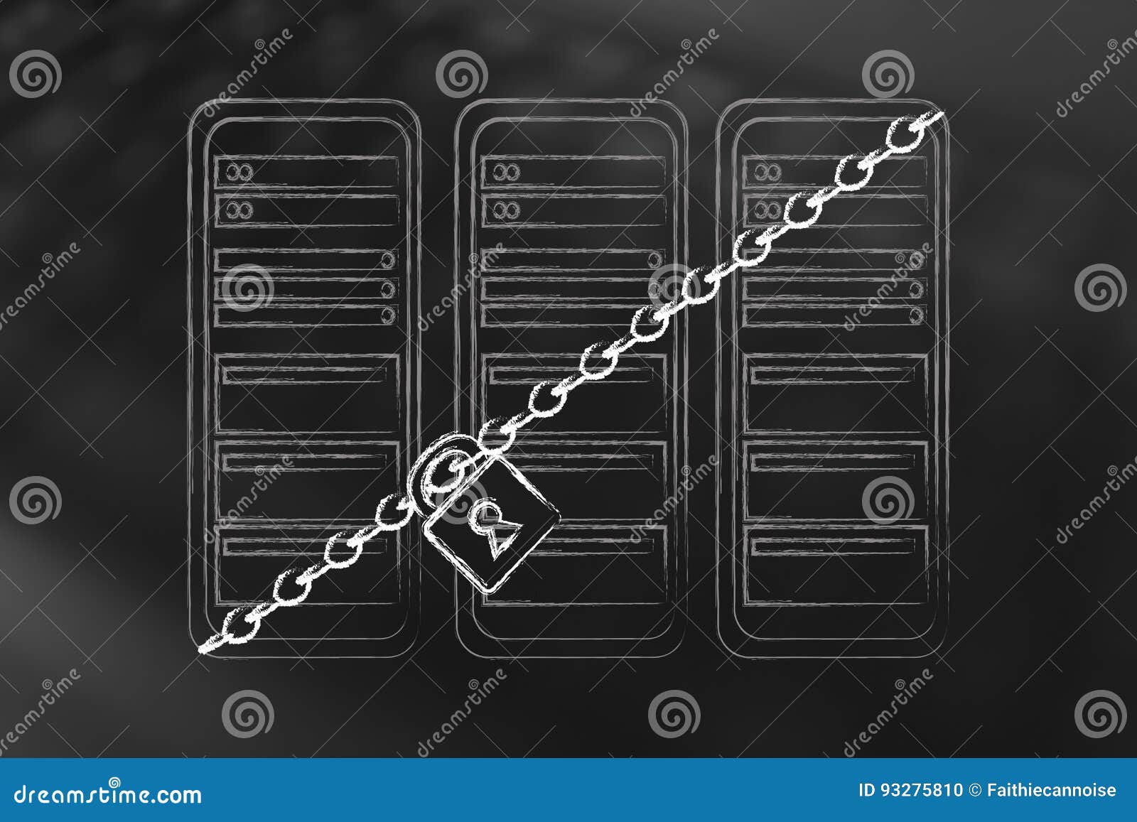 Database Servers with Lock and Chain Stock Illustration - Illustration ...
