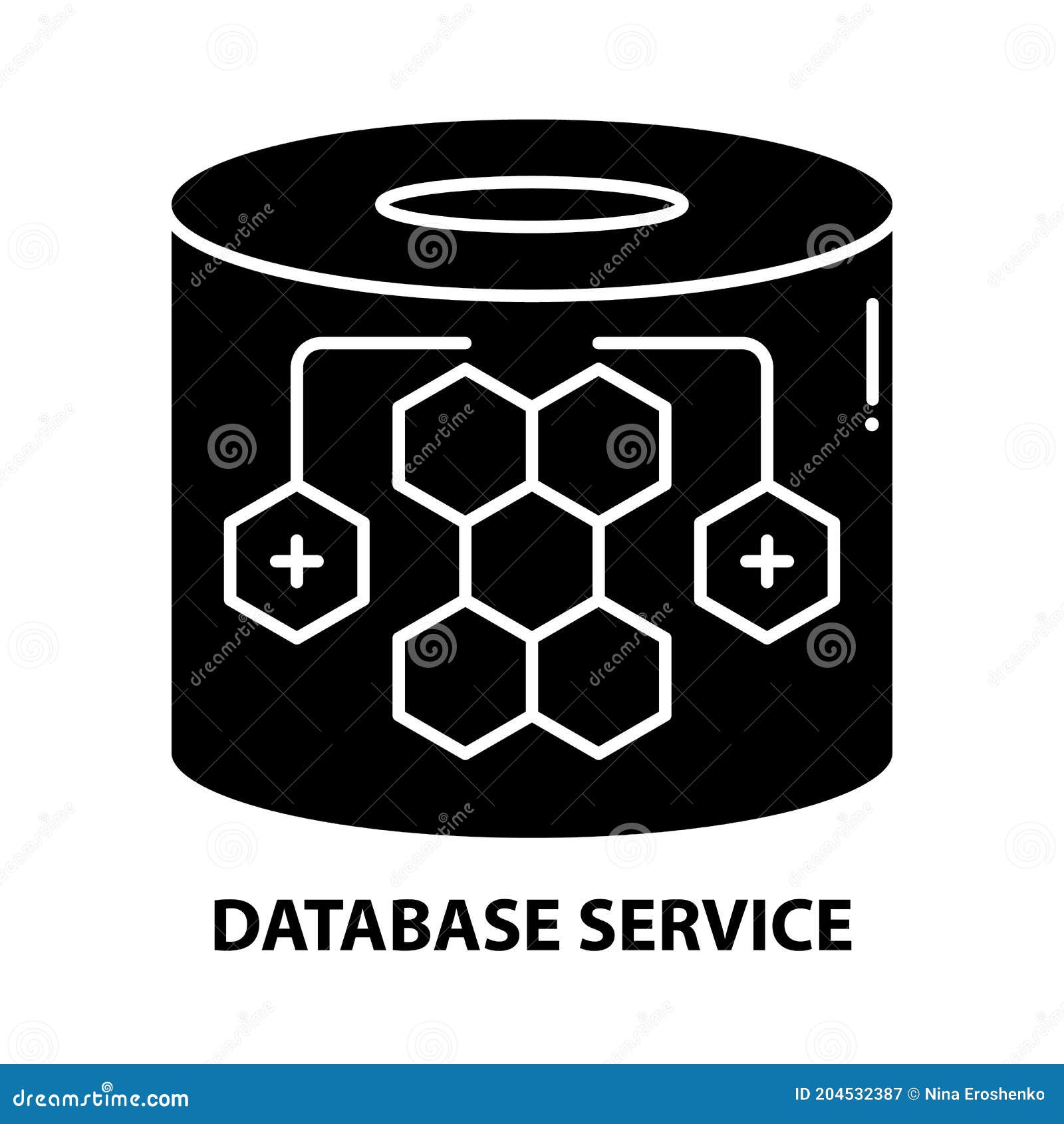 Database Service Icon, Black Vector Sign with Editable Strokes, Concept ...