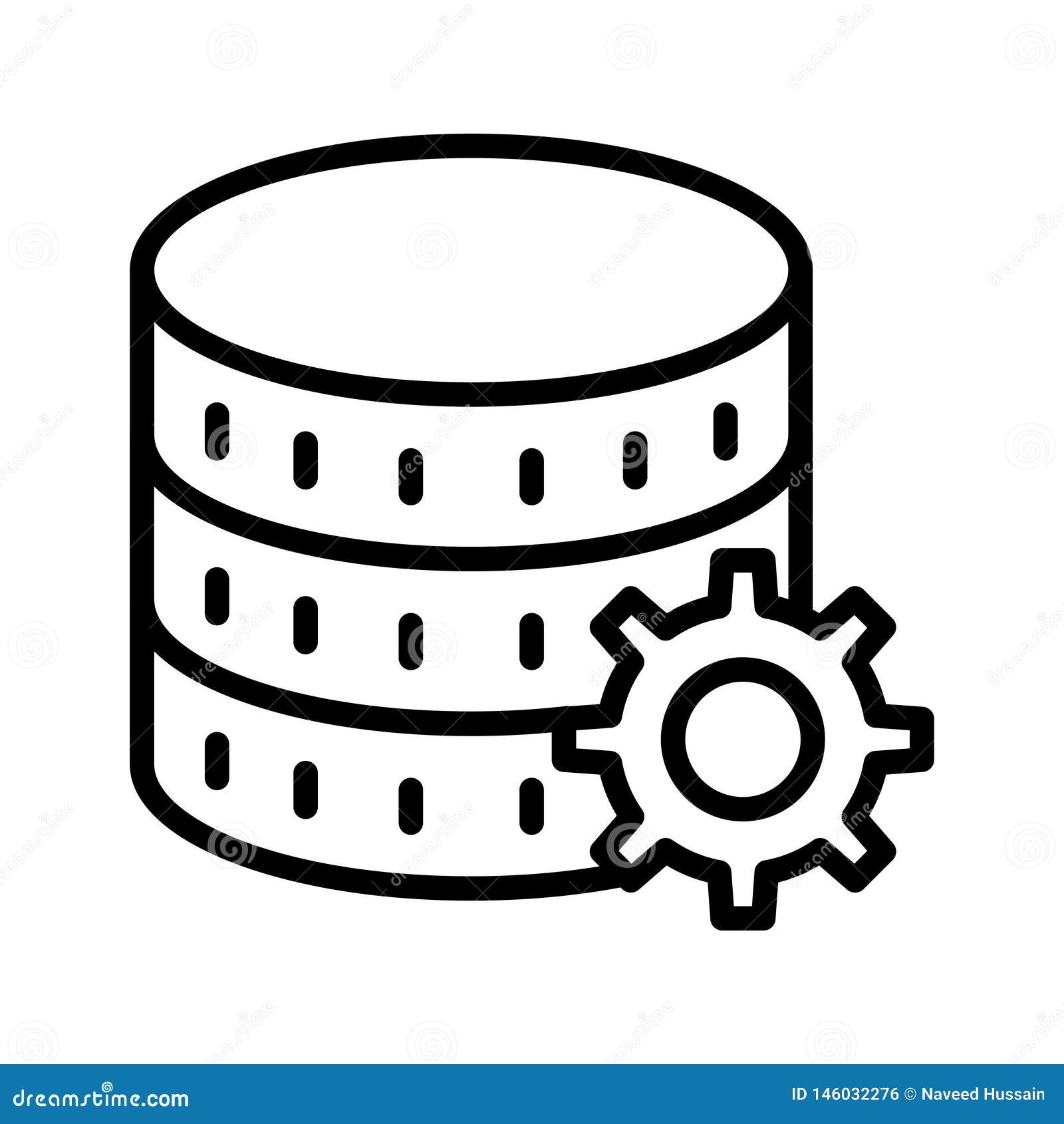 Database Setting Thin Line Vector Icon Stock Vector - Illustration of ...
