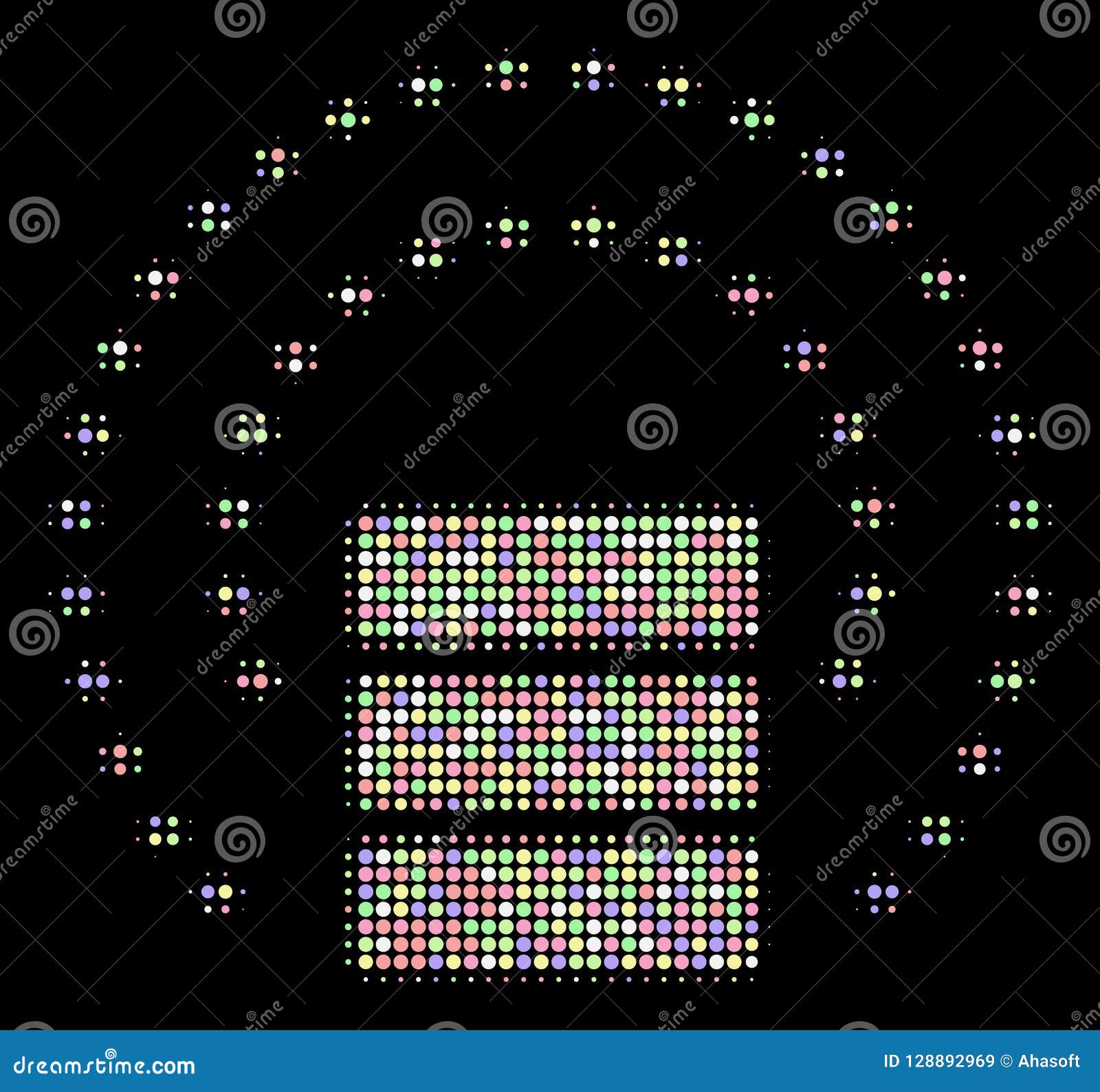 Database Sphere Shield Halftone Composition of Circles Stock Vector ...