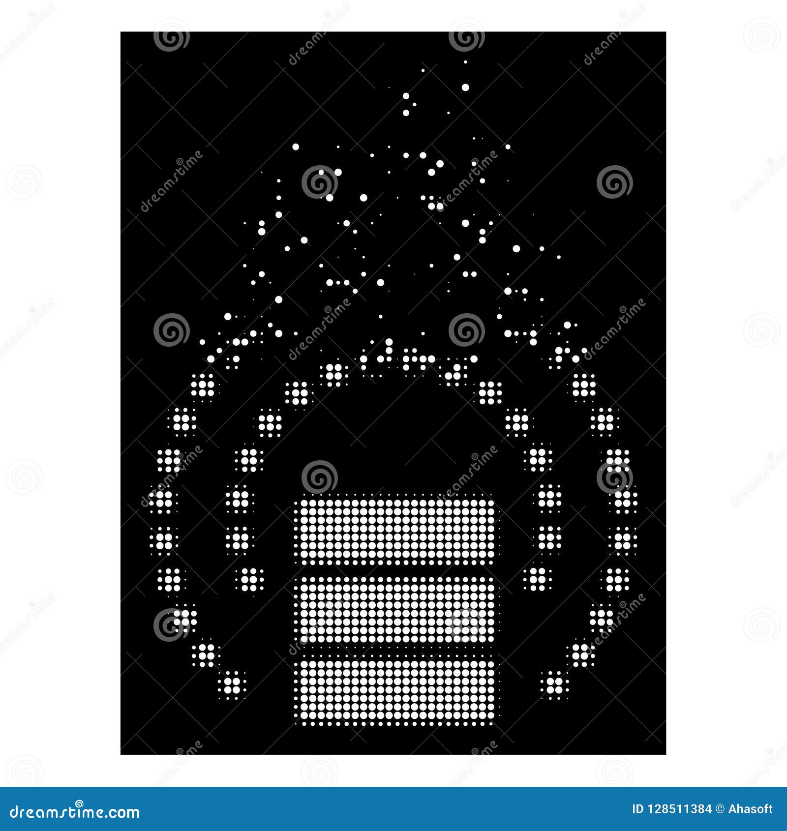 Bright Fractured Pixelated Halftone Database Sphere Shield Icon Stock ...