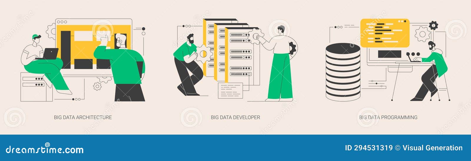 Database Storage Abstract Concept Vector Illustrations Stock Vector Illustration Of Green