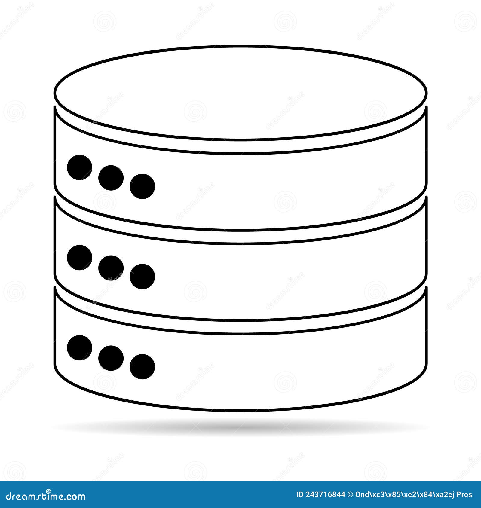 Database Storage Icon With Shadow Internet Network Server Cloud Data Symbol Connection System