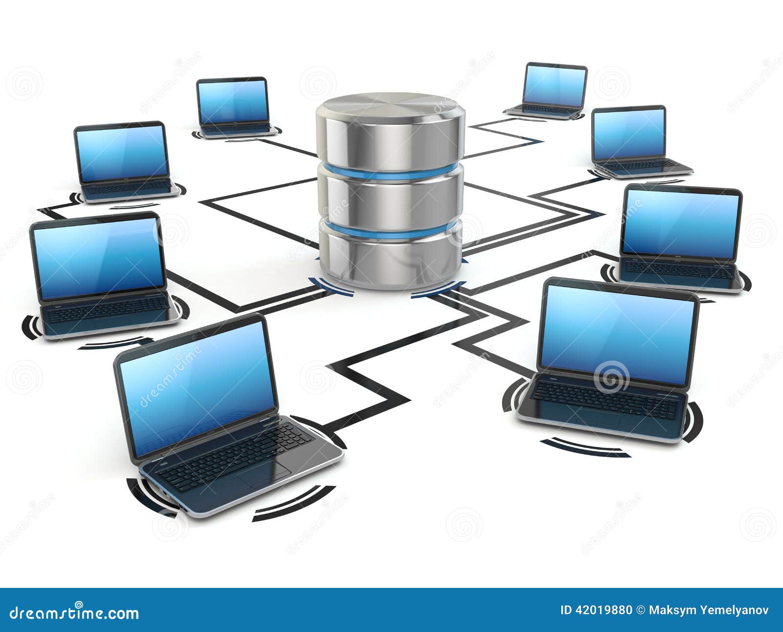 Database Storage and Laptops. Networking Concept Stock Illustration ...