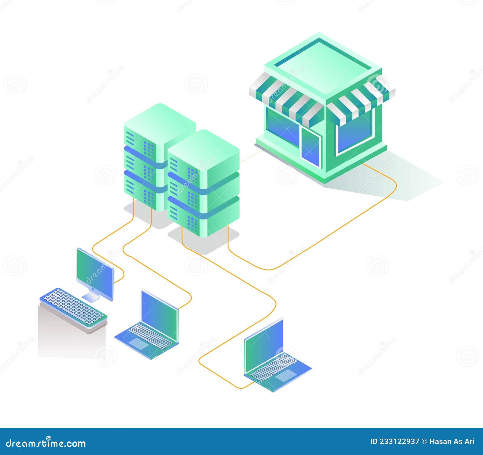 Database for Store Transactions in Isometric and Flat Stock Vector ...