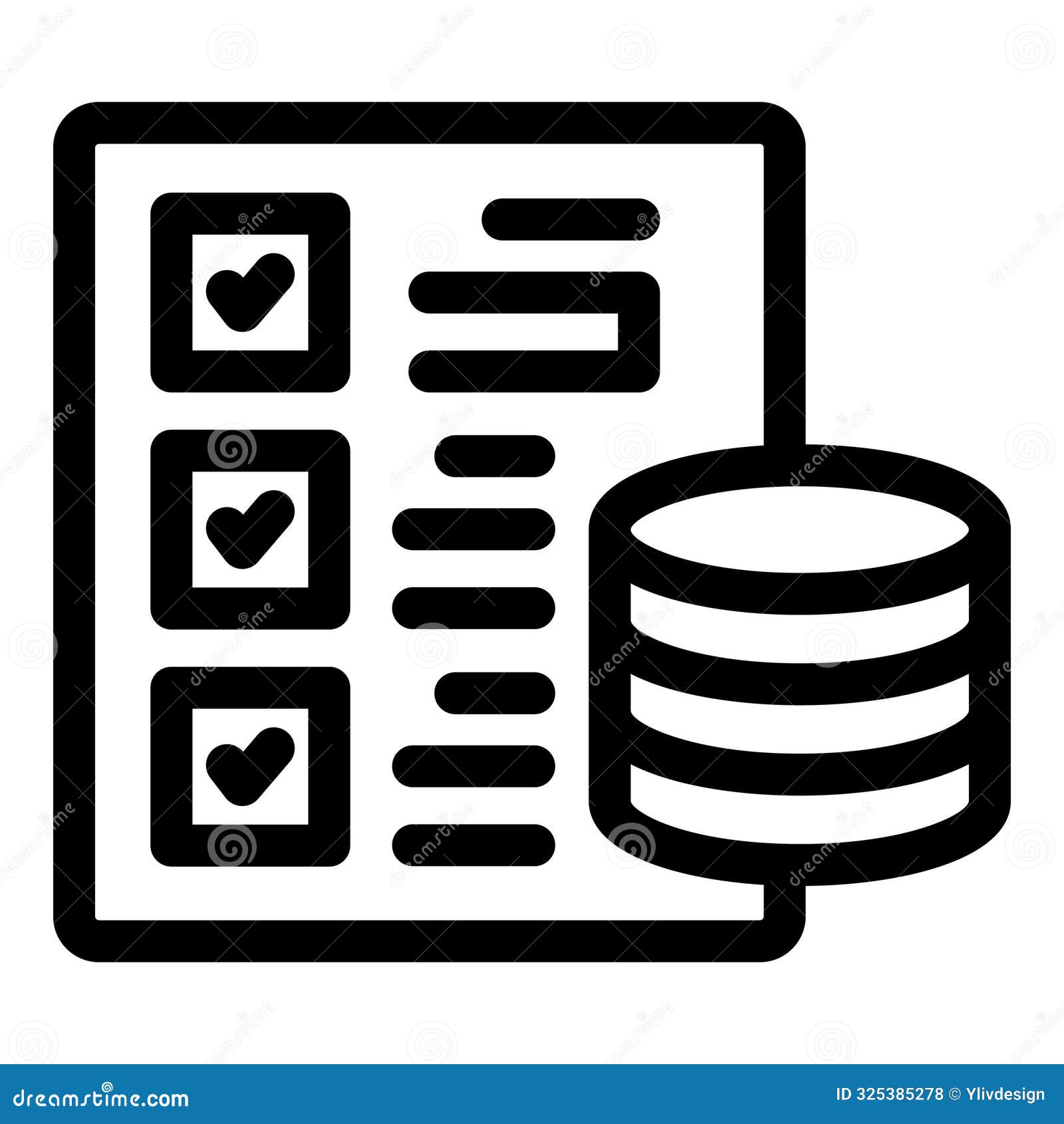 Database Storing Data from Checklist Icon Representing Data Analysis ...