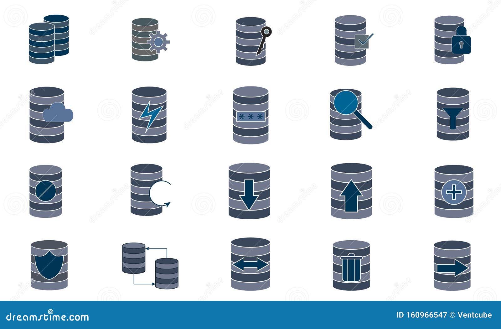 Database System Icon Set Vector Illustration Stock Illustration ...
