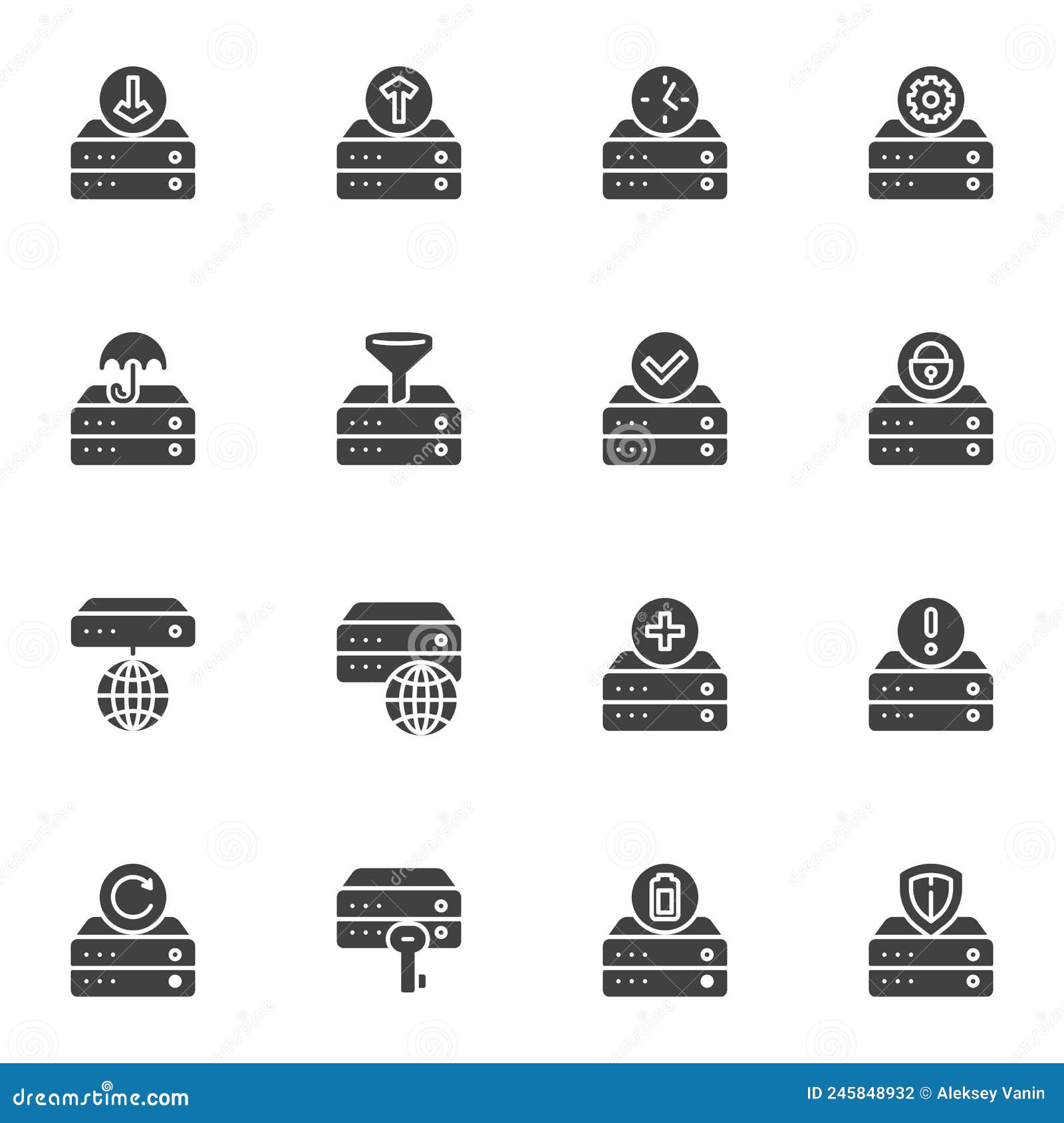 Database System Vector Icons Set Stock Vector - Illustration of ...