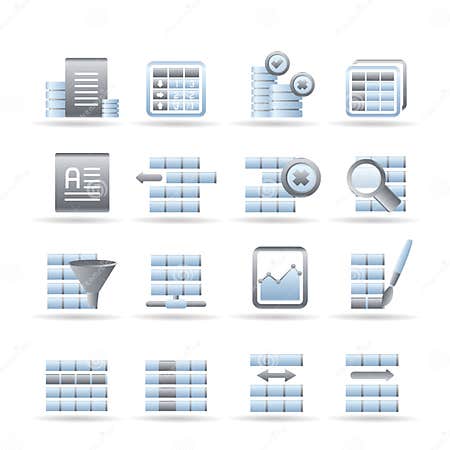 Database and Table Formatting Icons Stock Vector - Illustration of ...
