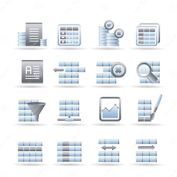 Database and Table Formatting Icons Stock Vector - Illustration of ...