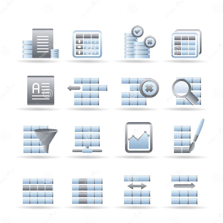 Database and Table Formatting Icons Stock Vector - Illustration of ...
