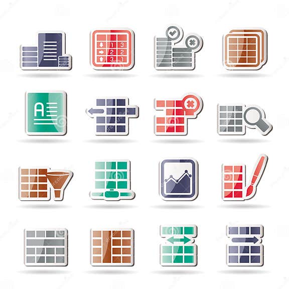 Database and Table Formatting Icons Stock Vector - Illustration of ...