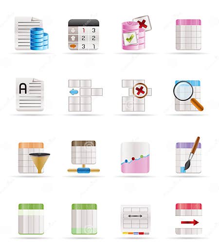 Database and Table Formatting Icons Stock Vector - Illustration of ...