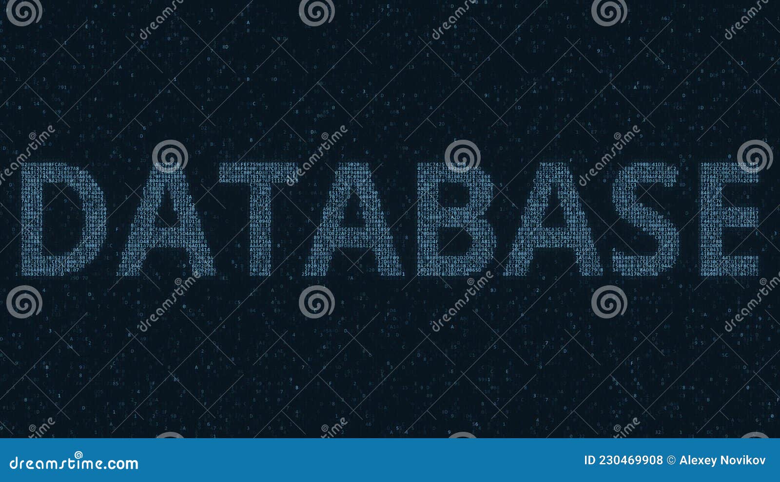 DATABASE Text Consisting of Many Symbols on Computer Monitor. 3d ...