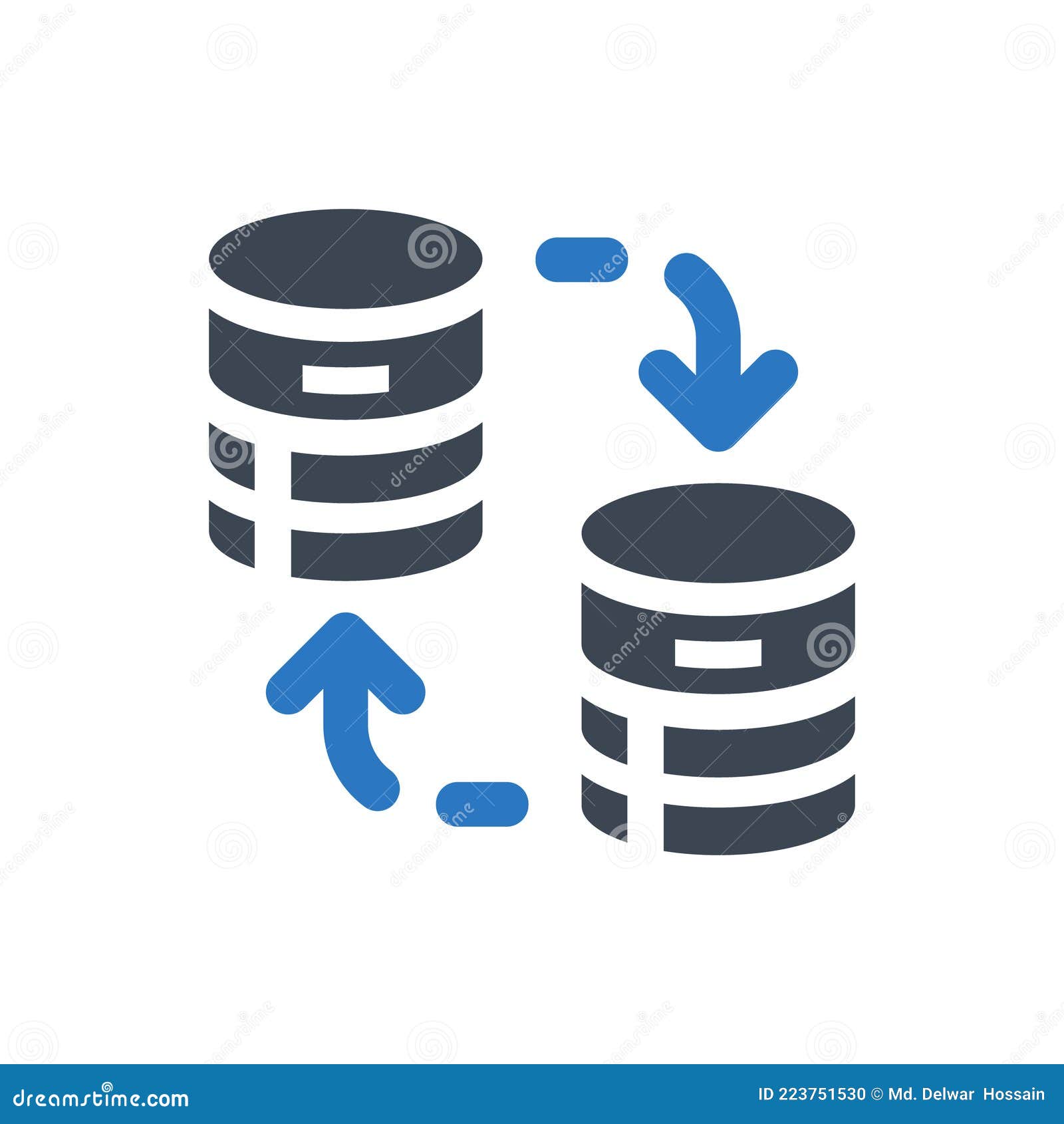 Database transfer icon stock vector. Illustration of sign - 223751530