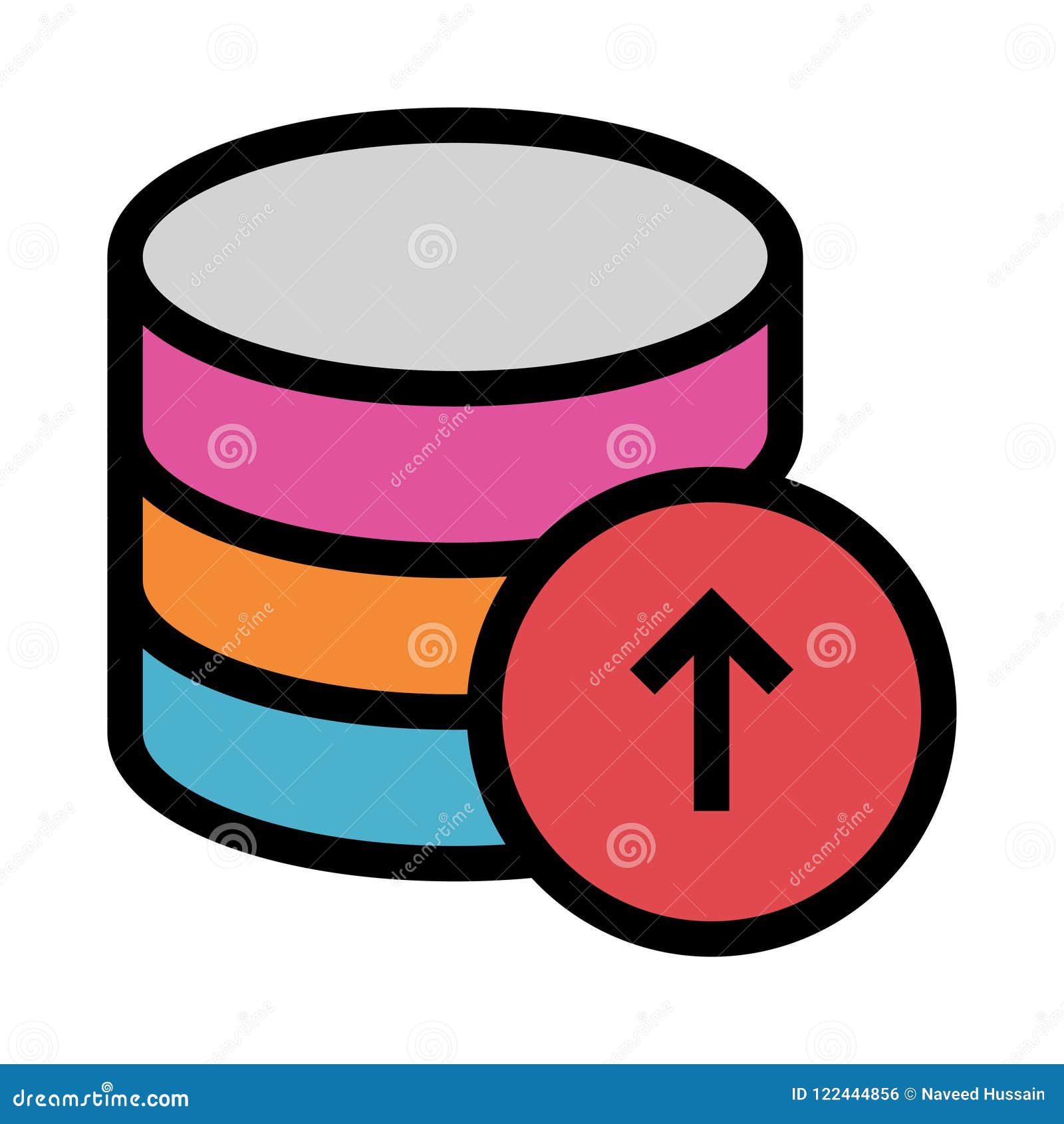 Database Upload Color Line Icon Stock Illustration - Illustration of ...