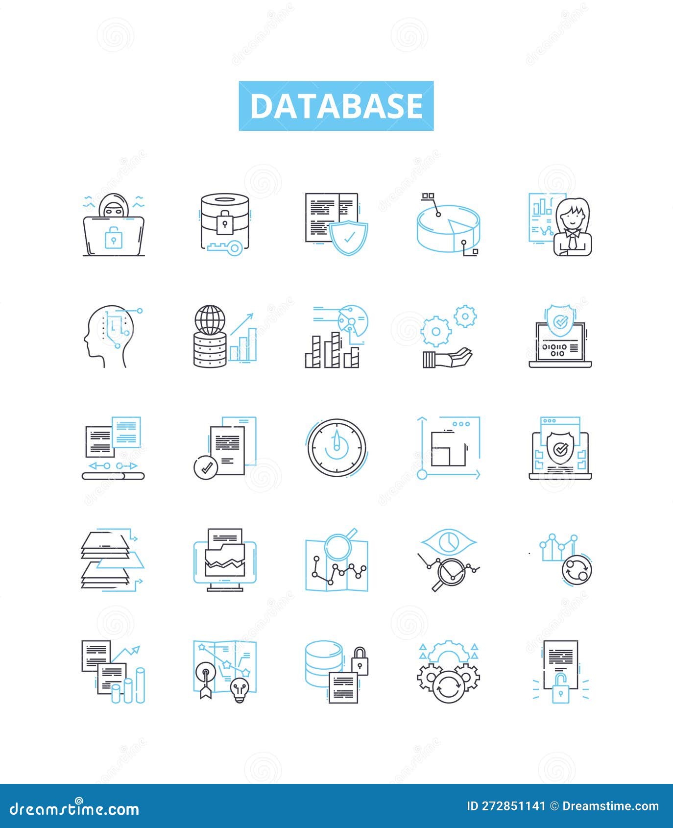 Database Vector Line Icons Set Database Sql Mysql Oracle Access Mongodb Postgresql