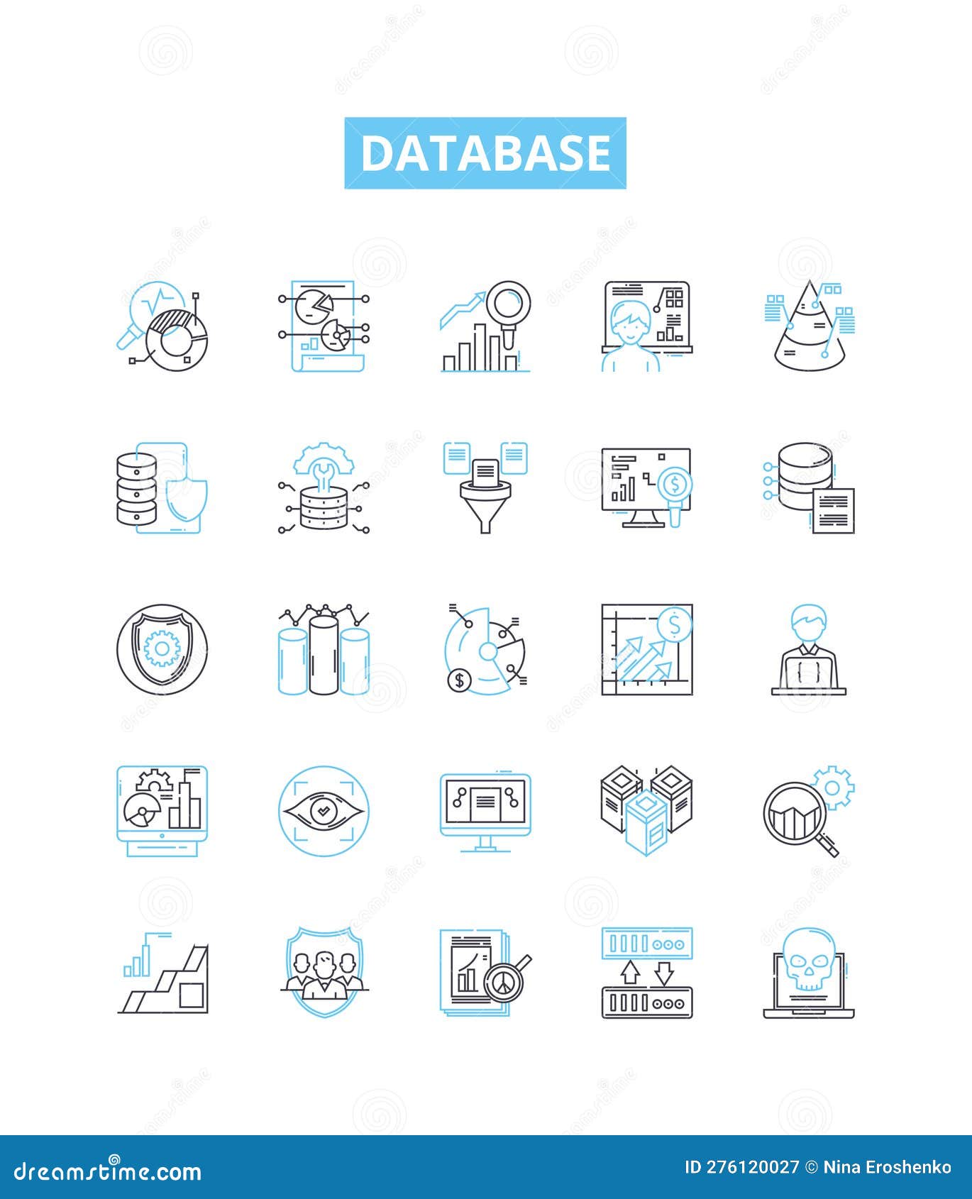 Database Vector Line Icons Set Database Sql Mysql Oracle Access Mongodb Postgresql
