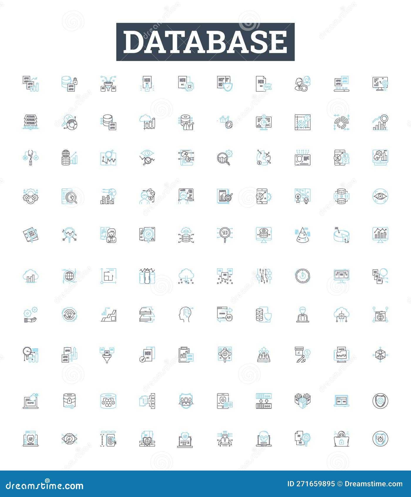 Database Vector Line Icons Set Database Sql Mysql Oracle Access Mongodb Postgresql