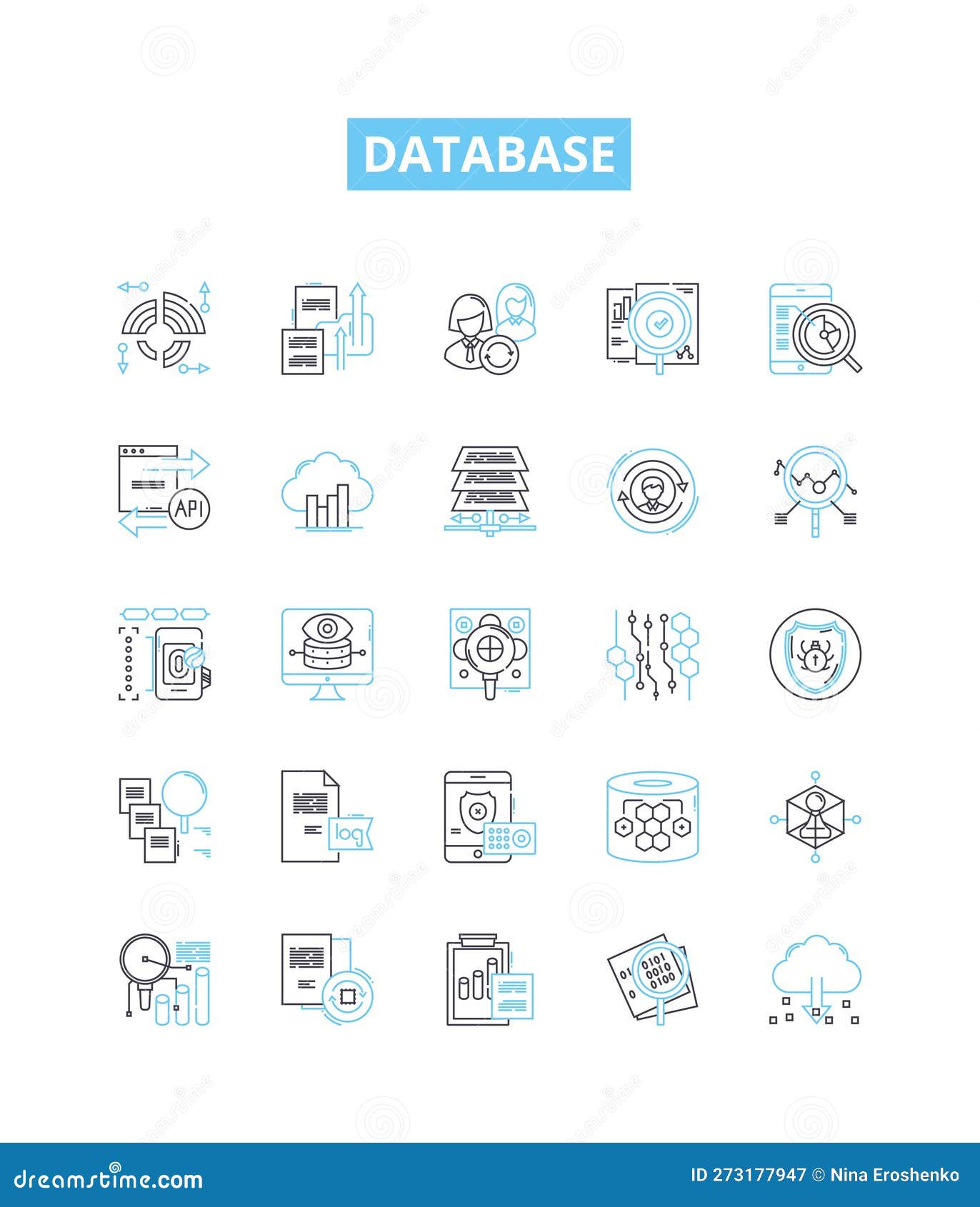 Database Vector Line Icons Set Database Sql Mysql Oracle Access Mongodb Postgresql