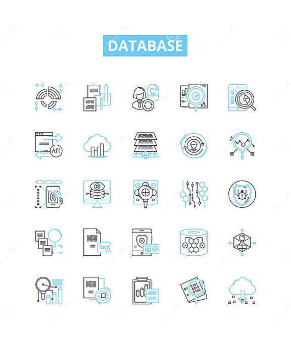 Database Vector Line Icons Set. Database, SQL, MySQL, Oracle, Access ...