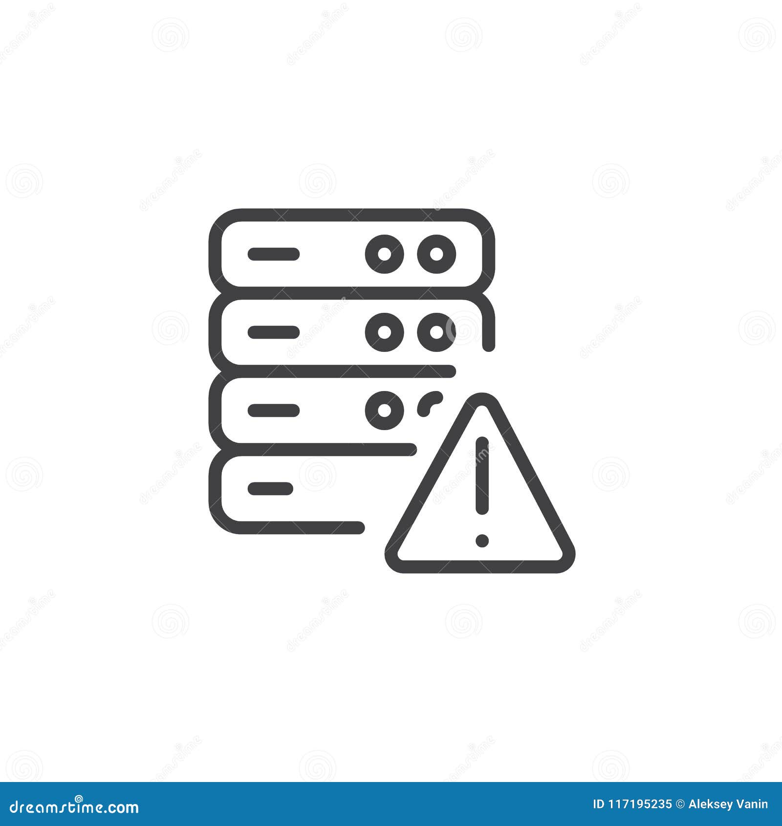 Database with Warning Sign Outline Icon Stock Vector - Illustration of ...