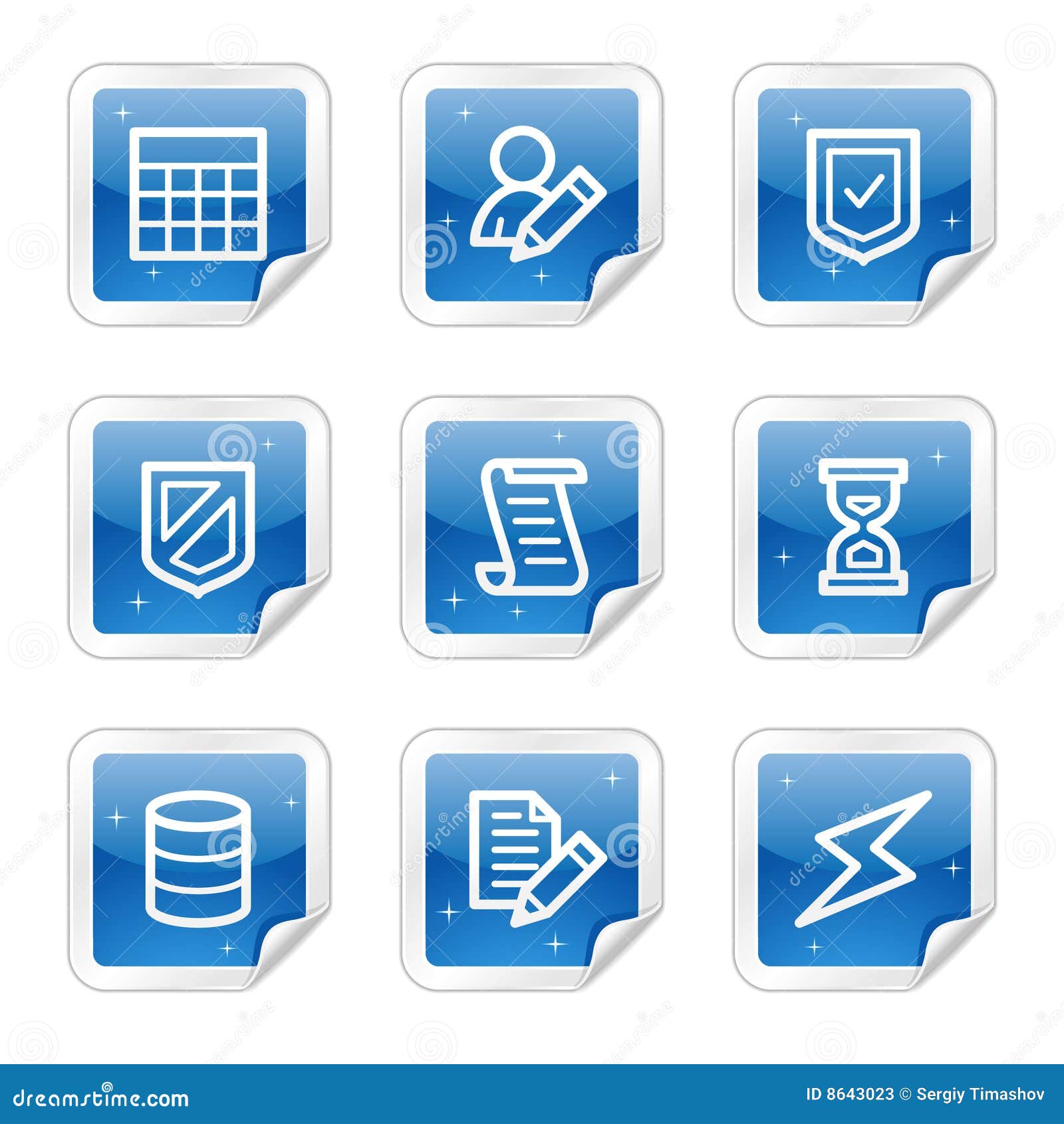 Database Web Icons, Blue Glossy Sticker Series Stock Vector ...