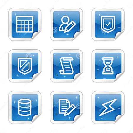 Database Web Icons, Blue Glossy Sticker Series Stock Vector ...