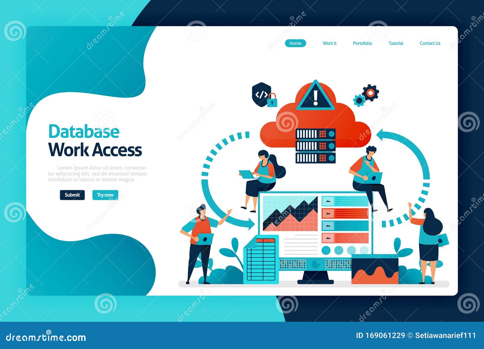 Database Work Access Landing Page Design. Database Network Flow and ...