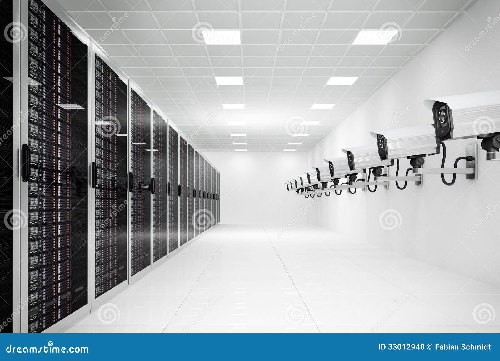 Datacenter with Cctv Camera Stock Illustration - Illustration of ...