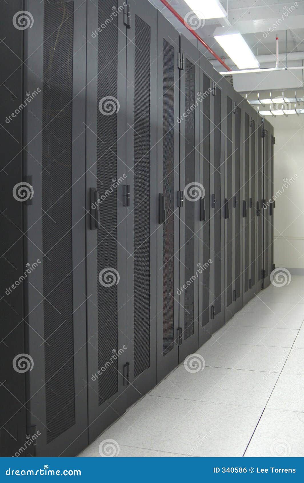 Datacenter - Clean Row of Racks Stock Photo - Image of communications ...