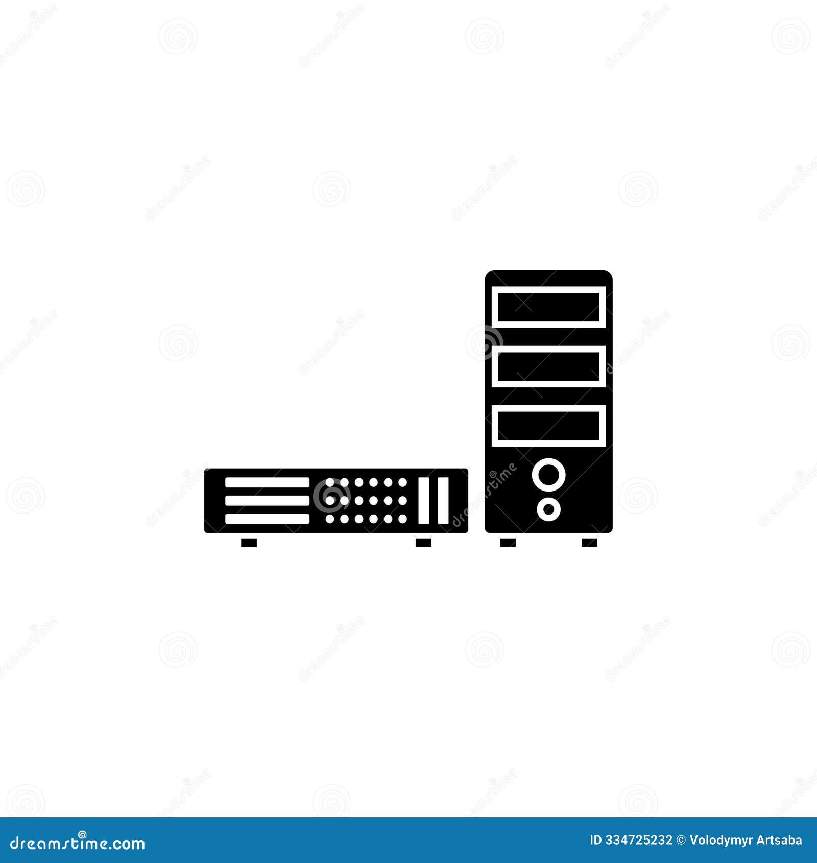 Datacenter, Computer Server Solid Flat Vector Icon Isolated on White ...