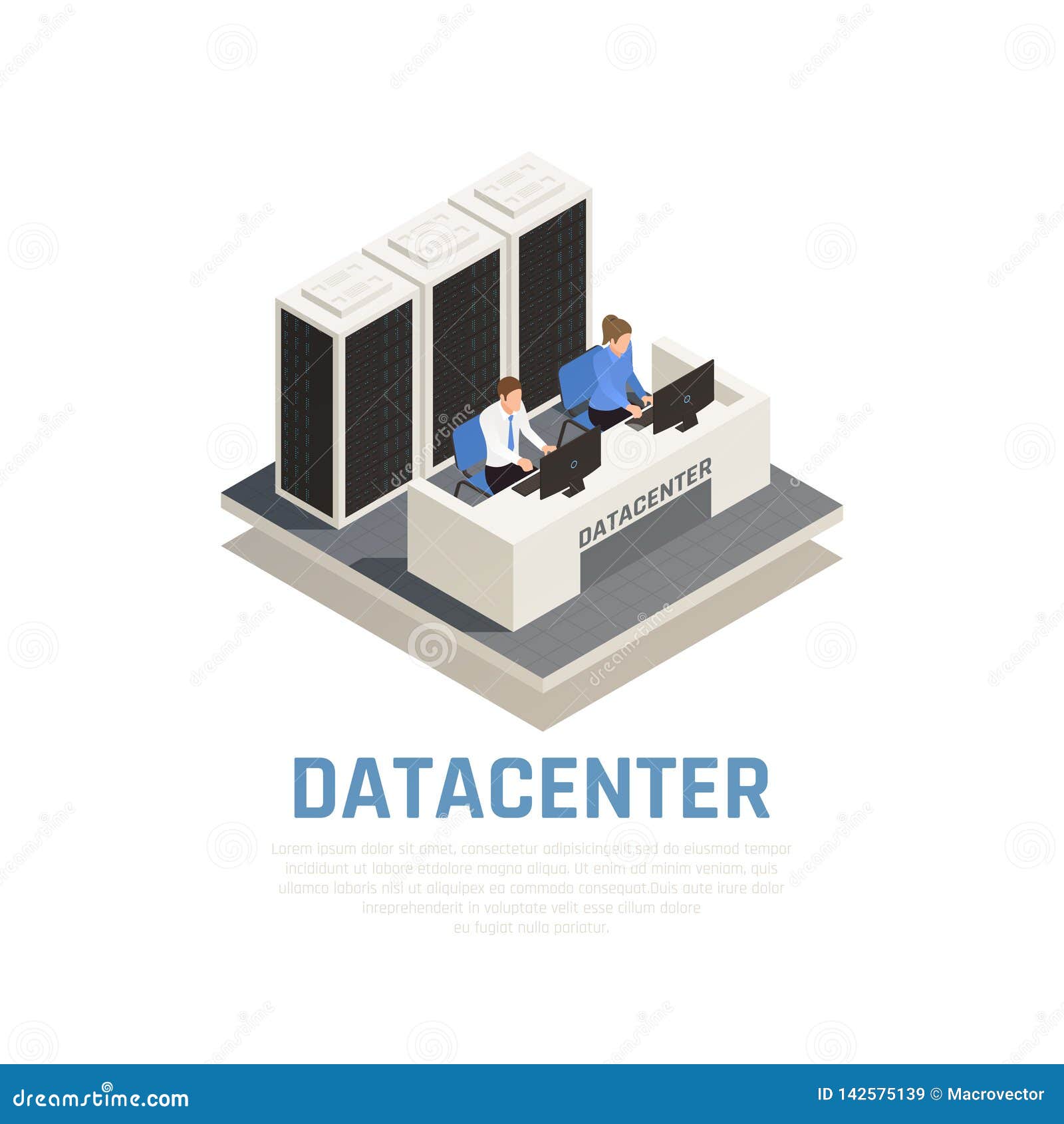 Datacenter Isometric Concept Stock Vector - Illustration of center ...
