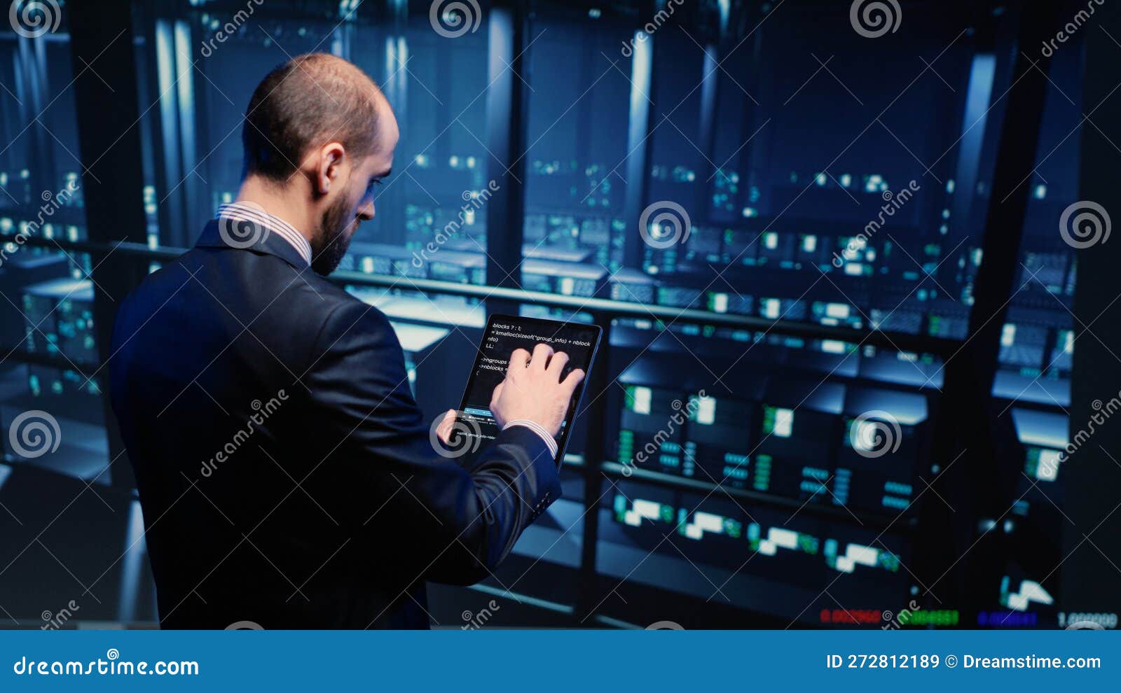 Datacenter Engineer Using Tablet in Modern Server Room Stock Image - Image of database, business ...